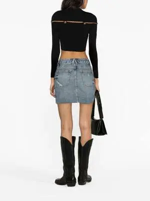 Versace Cut-out Ribbed-knit Cropped Top
