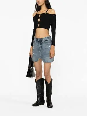 Versace Cut-out Ribbed-knit Cropped Top