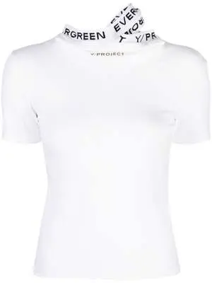 Y/project Logo-jacquard Triple-collar T-shirt - White