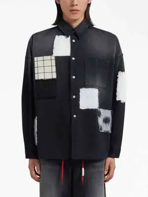 Marni Patchwork-detail Denim Shirt - Black