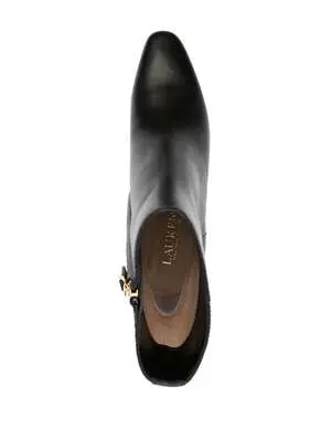 Ralph Lauren Willa Burnished Leather Ankle Boots - Black