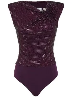 Philipp Plein Crystal-embellished Bodysuit - Purple
