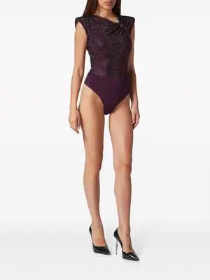 Philipp Plein Crystal-embellished Bodysuit - Purple