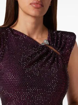 Philipp Plein Crystal-embellished Bodysuit - Purple