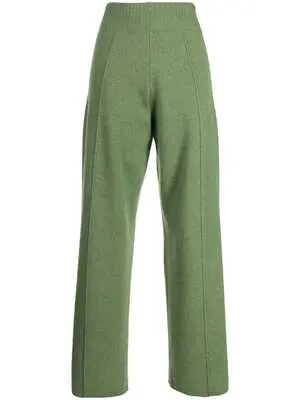 Pringle Of Scotland Elasticated Wool-cashmere Blend Trousers - Green