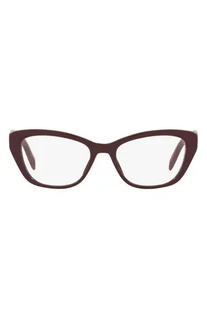 Prada Prada 52mm Cat Eye Optical Glasses Bordeaux