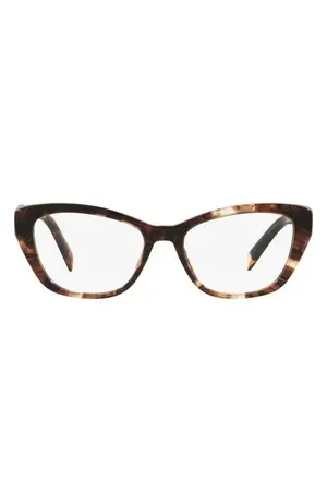 Prada 52mm Cat Eye Optical Glasses - Caramel