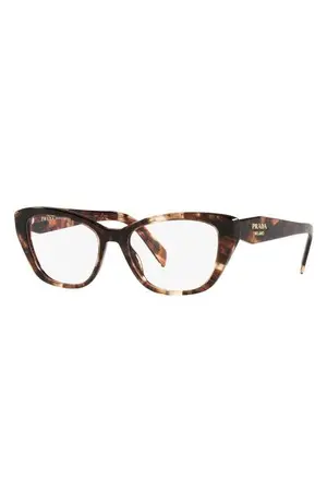 Prada 52mm Cat Eye Optical Glasses - Caramel