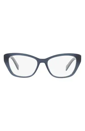Prada Prada 52mm Cat Eye Optical Glasses Opal Blue