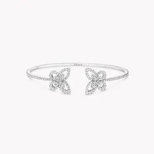 Graff Double Butterfly Silhouette Diamond Bangle - White Gold