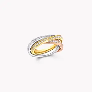 Graff Triple Spiral Pavé Diamond Ring - Rose Gold And White Gold And Yellow Gold