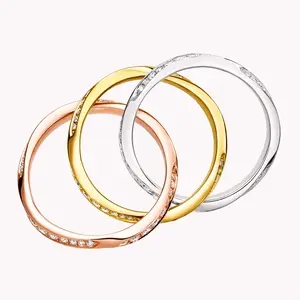 Graff Triple Spiral Pavé Diamond Ring - Rose Gold And White Gold And Yellow Gold