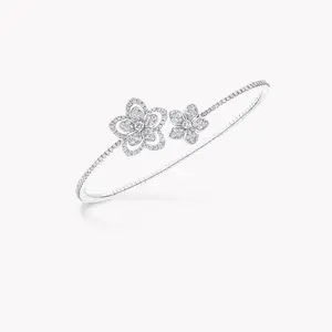 Graff Wild Flower Twist Diamond Bangle - White Gold