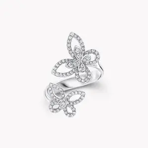 Graff Double Butterfly Silhouette Diamond Ring - White Gold