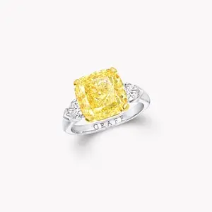 Graff Promise Cushion Cut Yellow Diamond Engagement Ring - Platinum And Yellow Gold