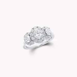 Graff Icon Three Stone Oval Diamond Engagement Ring - White Gold