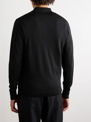 Mr P. Merino Wool Polo Shirt - Black