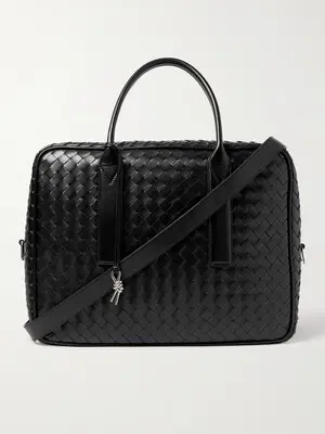 Bottega Veneta Intrecciato Leather Briefcase - Black