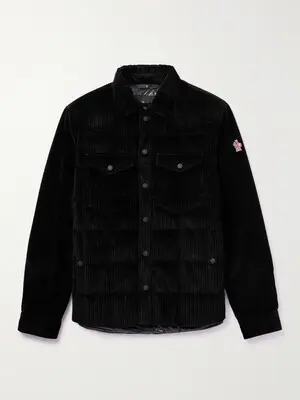Moncler Padded Cotton-blend Corduroy Down Jacket - Black