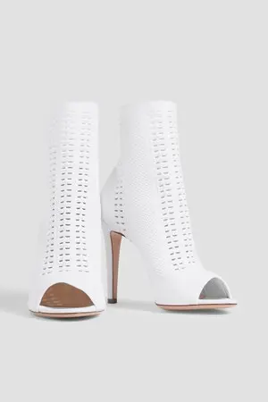 GIANVITO ROSSI Stretchknit Peep-toe Ankle Boots