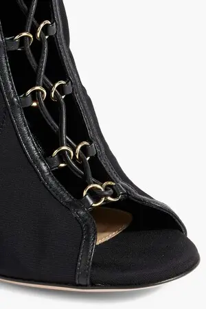 GIANVITO ROSSI Stevie 105 Leather-trimmed Jersey Lace-up Ankle Boots