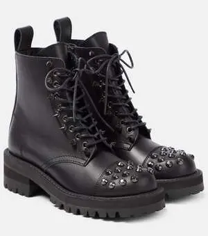 Junya Watanabe Embellished Leather Biker Boots