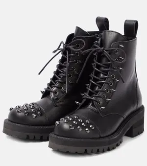 Junya Watanabe Embellished Leather Biker Boots