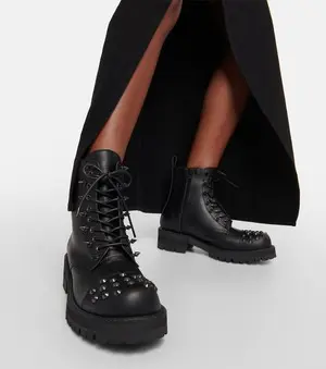 Junya Watanabe Embellished Leather Biker Boots