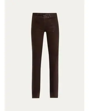L'Agence Ruth High-rise Coated Straight Jeans - Dark Java