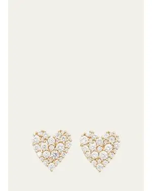 SYDNEY EVAN 14k Yellow Gold Diamond Heart Stud Earrings - Yg