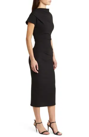 NIKKI LUND Marilyn Ruched Knit Dress - Black