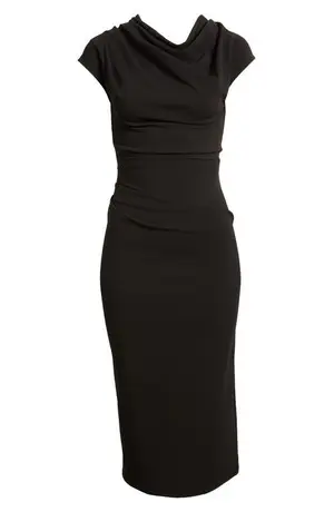 NIKKI LUND Marilyn Ruched Knit Dress - Black