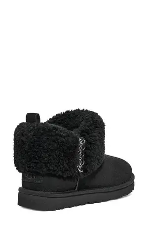 UGG Ultra Mini Braid Genuine Shearling Bootie - Black