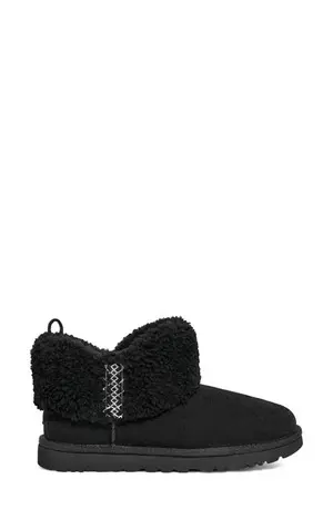UGG Ultra Mini Braid Genuine Shearling Bootie - Black