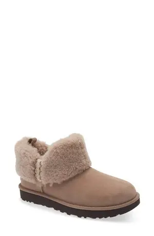 UGG Ultra Mini Braid Genuine Shearling Bootie - Caribou