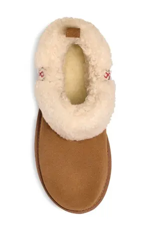 UGG Ultra Mini Braid Genuine Shearling Bootie - Chestnut