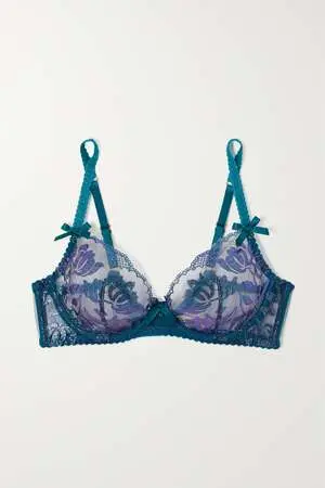 Agent Provocateur Sparkle Satin-trimmed Metallic Embroidered Tulle Underwired Bra