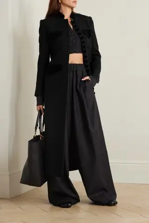 LIBEROWE Net Sustain Velvet-trimmed Wool Coat - Black