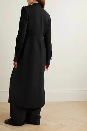 LIBEROWE Net Sustain Velvet-trimmed Wool Coat - Black