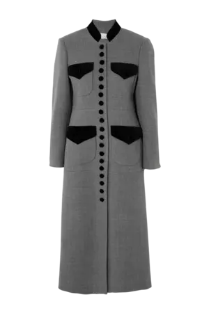 LIBEROWE Net Sustain Velvet-trimmed Wool Coat - Gray