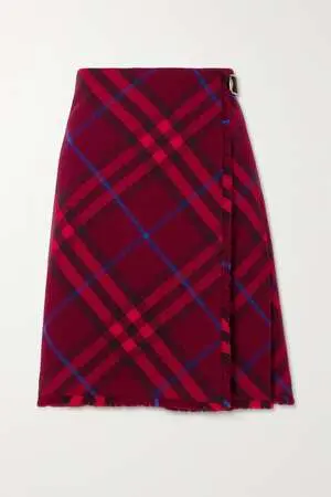 Burberry Checked Wool Wrap Skirt