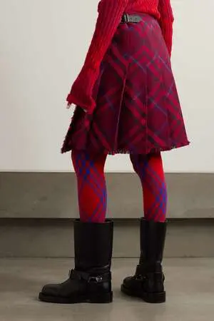 Burberry Checked Wool Wrap Skirt