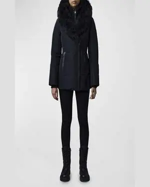 Mackage Adali Down Jacket With Shearling Collar - Black