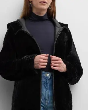 Gorski Reversible Shearling Lamb Parka Jacket - Black