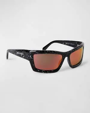 Palm Angels Palm Angels Adin Rectangle Sunglasses - Marble Black Orange