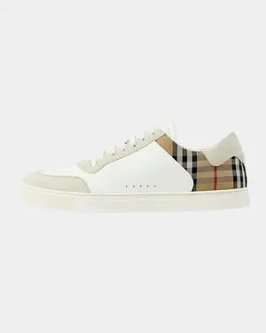 Burberry Leather-suede Check Sneakers - Ntwht/arbe
