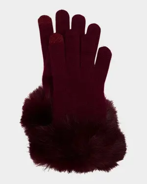Sofia Cashmere Sofia Cashmere Touchscreen Gloves With Faux Fur Cuffs 601brd