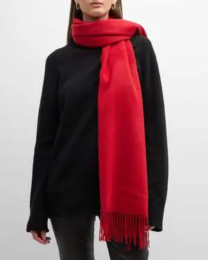 Sofia Cashmere Fringed Cashmere Evening Wrap Red