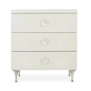 BERNHARDT Silhouette 3 Drawer Nightstand With Rose Hardware - Eggshell