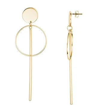 Aqua Vivo Disc, Circle And Bar Drop Earrings - Gold